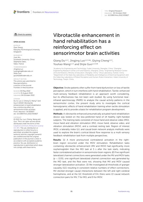 Pdf Vibrotactile Enhancement In Hand Rehabilitation Has A Reinforcing Effect On Sensorimotor