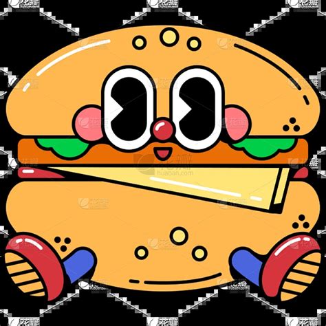 卡通拟人汉堡美食元素素材 花瓣网