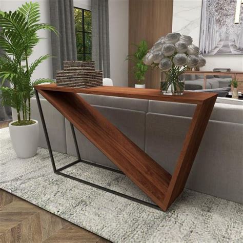 Triangular Wood 57 Console Table