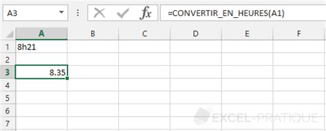 Fonction Excel Convertirenheures