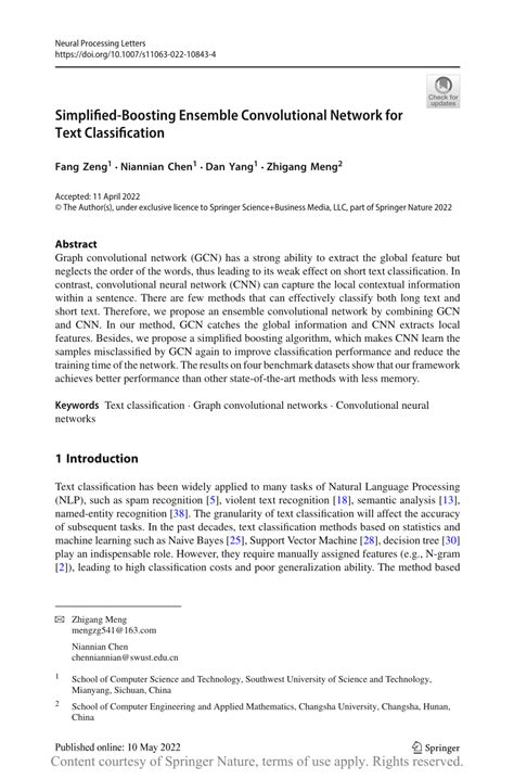 Simplified Boosting Ensemble Convolutional Network For Text Classification