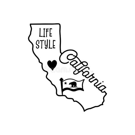 California Life Style Badge Design Lie Art Crest Logo With Heart And
