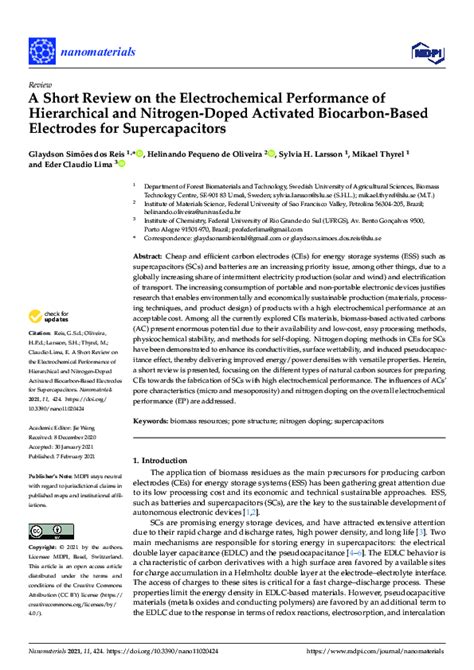 Pdf A Short Review On The Electrochemical Performance Of Hierarchical And Nitrogen Doped