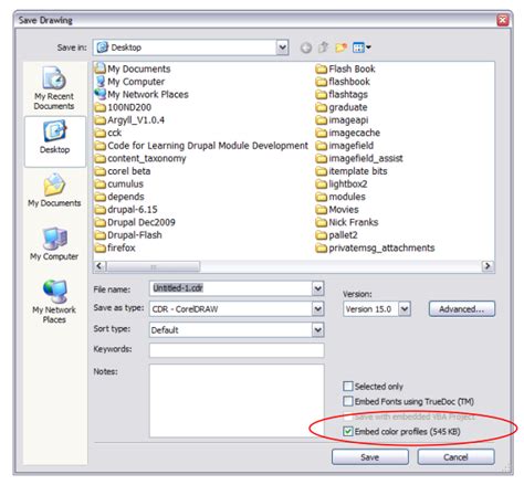 Don T Save Color Profile With Drawing CorelDRAW X5 CorelDRAW Graphics Suite X5 CorelDRAW