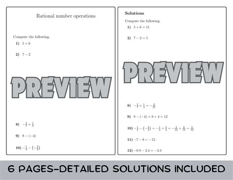 Operations With Rational Numbers Worksheet Rational Number Operations
