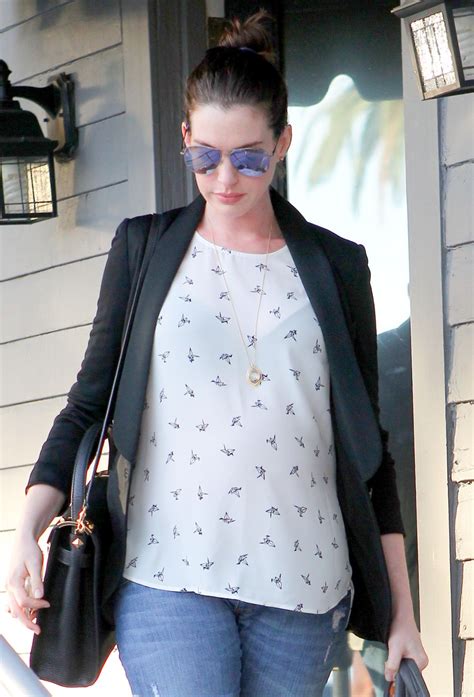 Pregnant Anne Hathaway Leaves A Gym In West Hollywood Hawtcelebs