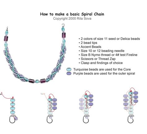 Spiral Chain Instructions Beaded Necklace Patterns Bead Tips Necklace Patterns
