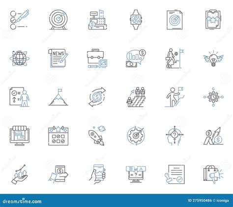 Sales Planning Line Icons Collection Forecasting Strategy Pipeline Targeting Prospecting
