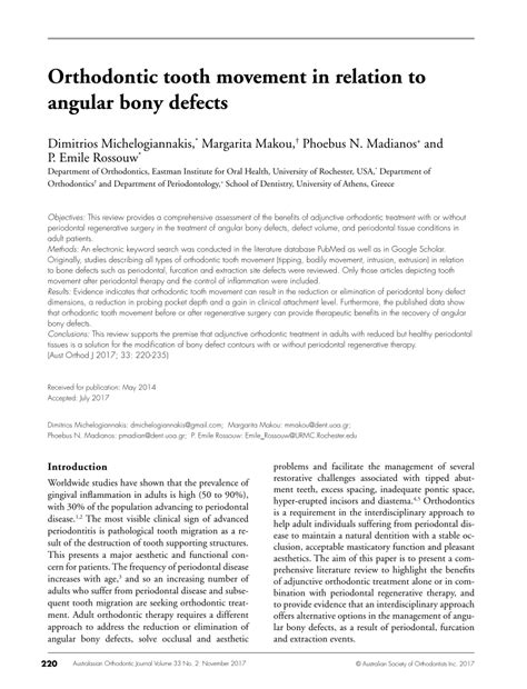 Pdf Orthodontic Tooth Movement In Relation To Angular Bony Defects Pdf Orthodontic Tooth Movement In Relation To Angular Bony Defects