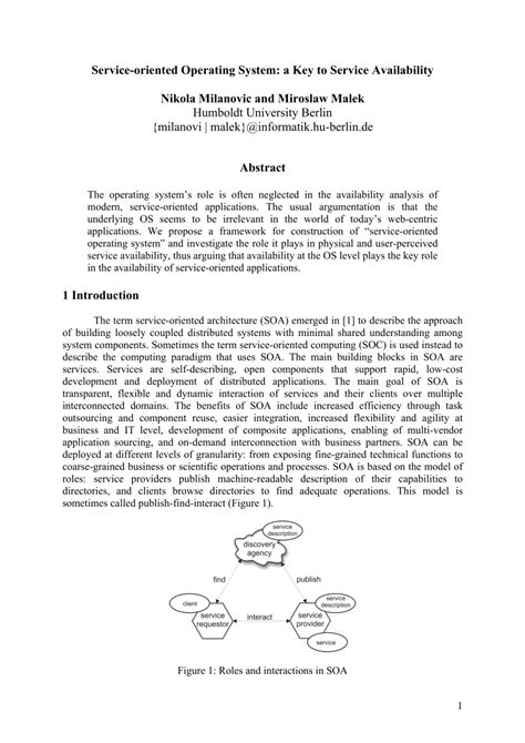 Pdf Service Oriented Operating System A Key Element In Improving
