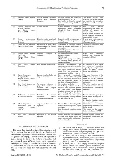 An Appraisal Of Offline Signature Verification Techniques Pdf