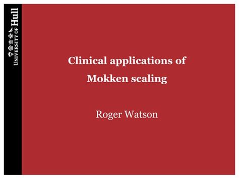 Clinical Applications Of Mokken Scaling Ppt