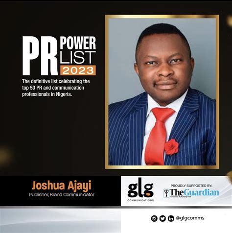 Brand Communicators Joshua Ajayi Makes Nigerias Top 50 Pr Power List