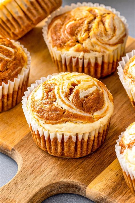 These Moist Pumpkin Cream Cheese Muffins Are Topped With Sweet Cream Cheese That Melts Into The