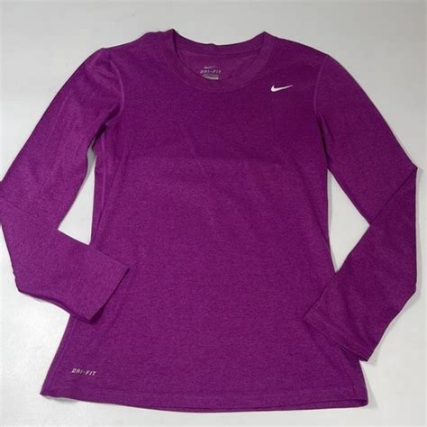 Nike Dri Fit Womens Purple Long Sleeve Shirt Top Depop