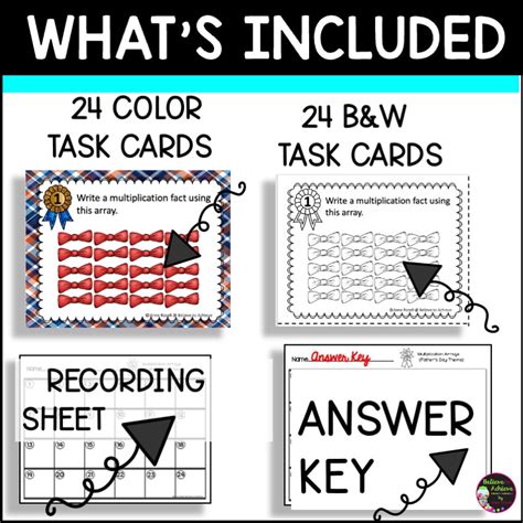 Multiplication Array Task Cards Fathers Day Math Made By Teachers