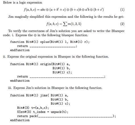 Below Is A Logic Expression A B C E Abc Jim Chegg Com