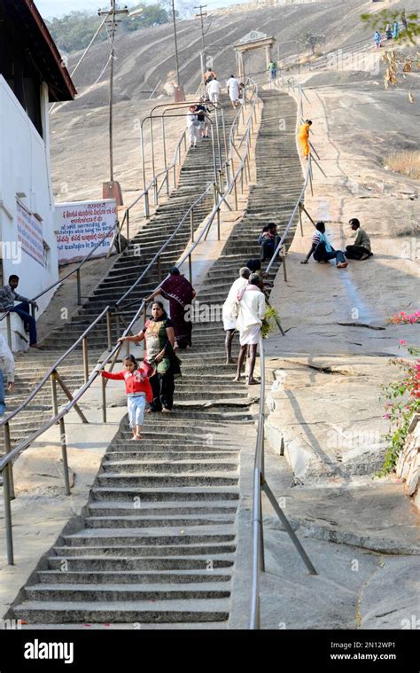 Over 600 Steps To The Gomateshwara Statue Jaina Ascet Jain Temple On