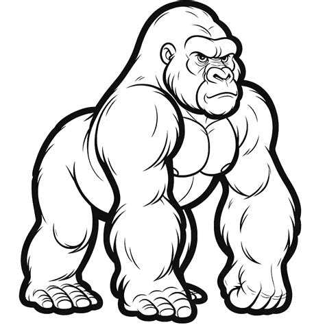 Gorilla Coloring Pages Clipart Gorillas Primate Ape Printable Drawing