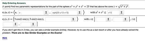 Solved Help Entering Answers Point Find Two Parametric Chegg