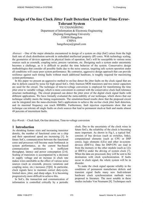 pdf design of on line clock jitter fault detection circuit for