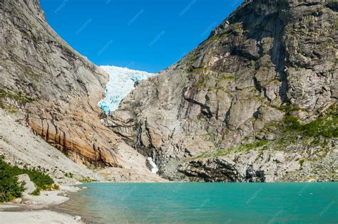 Premium Photo Briksdal Glacier And Glacial Lake In Jostedalsbreen