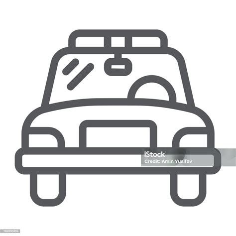 경찰 자동차 라인 아이콘 자동차 및 자동차 보안관 자동차 기호 벡터 그래픽 흰색 바탕에 선형 패턴 10에 대한 스톡 벡터 아트 및 기타 이미지 Istock