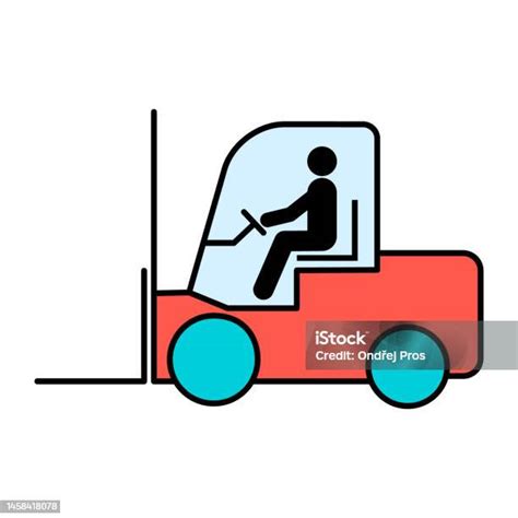 지게차 운송 아이콘 산업 차량 기계 기호 포크 트럭 창고 벡터 일러스트 레이 션 교통수단에 대한 스톡 벡터 아트 및 기타 이미지 교통수단 기계류 디젤 Istock