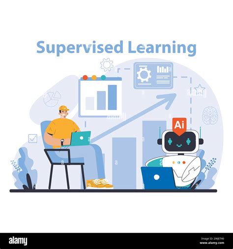 Ai Model Concept Insightful Illustration Of Supervised Learning With Analytics And Feedback