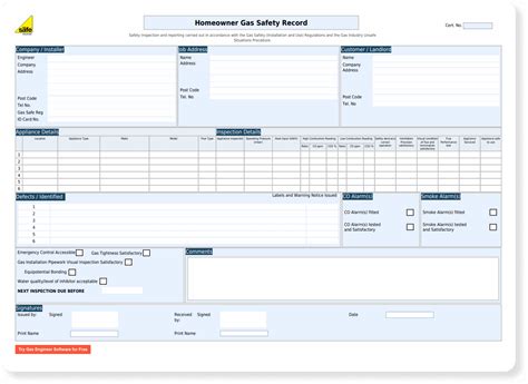 Non Domestic Gas Testing And Purging Certificate Free Pdf Template Gas Engineer Software
