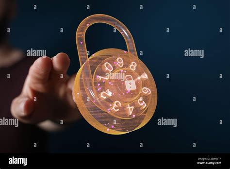 A Finger Touching A Digital Concept Of Security With Floating Padlock