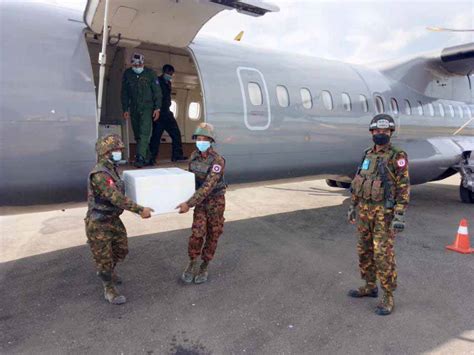 ရခိုင်ပြည်နယ် စစ်တွေမြို့သို့ ကိုဗစ် ၁၉ ရောဂါ ကာကွယ်ဆေးများ တပ်မတော