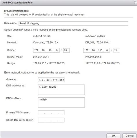 Customize Ip Address Of Vms Using Vmware Srm Ip Customization Rule