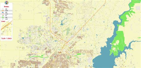 Roseville California Us Pdf Vector Map Extra High Detailed Street Map