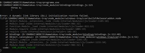 Error A Dynamic Link Library Dll Initialization Routine Failed Node