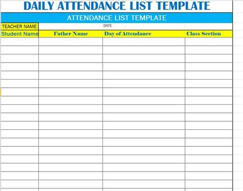 8 FREE Layouts For Attendance List Templates Word Excel Templates