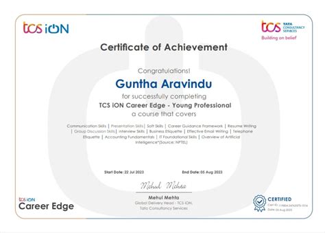 Guntha Aravindu On Linkedin Tcs Careeredge Skill Professionalgrowth