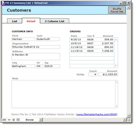 Fm 13 Summary List Virtual List Filemakerhacks