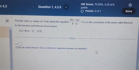 Solved Find The Value Or Values Of C That Satisfy The Chegg Com