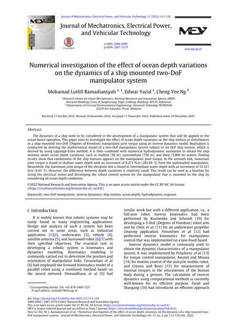 Pdf Numerical Investigation Of The Effect Of Ocean Depth Variations On The Dynamics Of A Ship