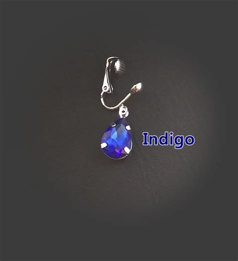Faux Clitoral Piercing With Indigo Crystalnon Piercing Clit Etsy