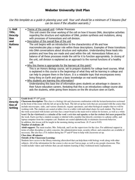 Cellular Process Unit Plans Victoria Warren Pdf Gene