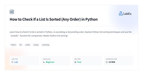 Python 리스트 정렬 확인 오름차순 내림차순 모두 가능 Labex Python 리스트 정렬 확인 오름차순 내림차순 모두 가능 Labex