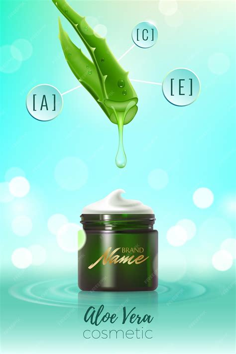 카탈로그 잡지용 화장품 광고 포스터를 디자인합니다 화장품 패키지의 벡터 디자인 보습 크림 젤 알로에 베라 추출물이 함유된 바디 로션 프리미엄 벡터