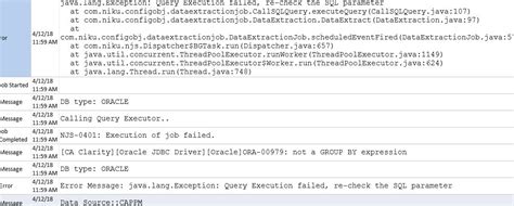 data extraction output is failing with group by error since 15 4