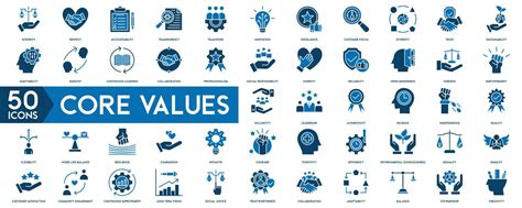 Core Values Icon Simple Set Goals And Target Related Vector Line Icons Contains Thin Icons As