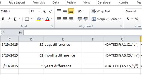 Excel Date Difference