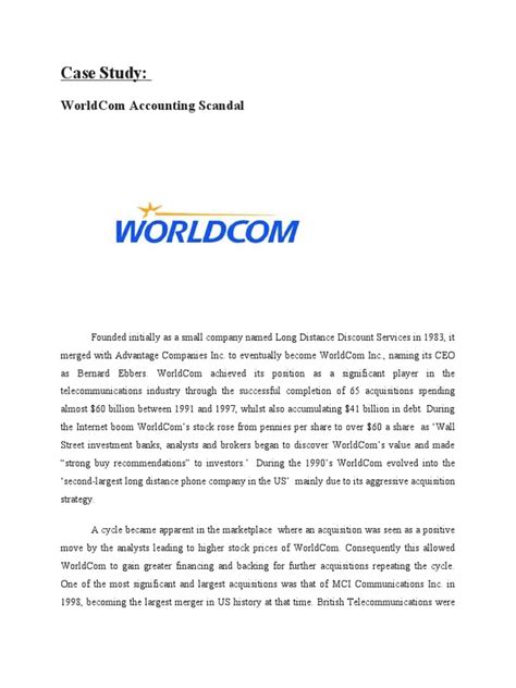 Worldcom Accounting Scandal Overview Pdf Business Law