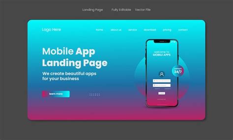 Premium Vector Mobile App Landing Page Design