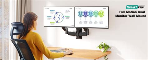 Mount Pro Dual Monitor Wall Mount For 2 Computer Screen Up To 32 Inch